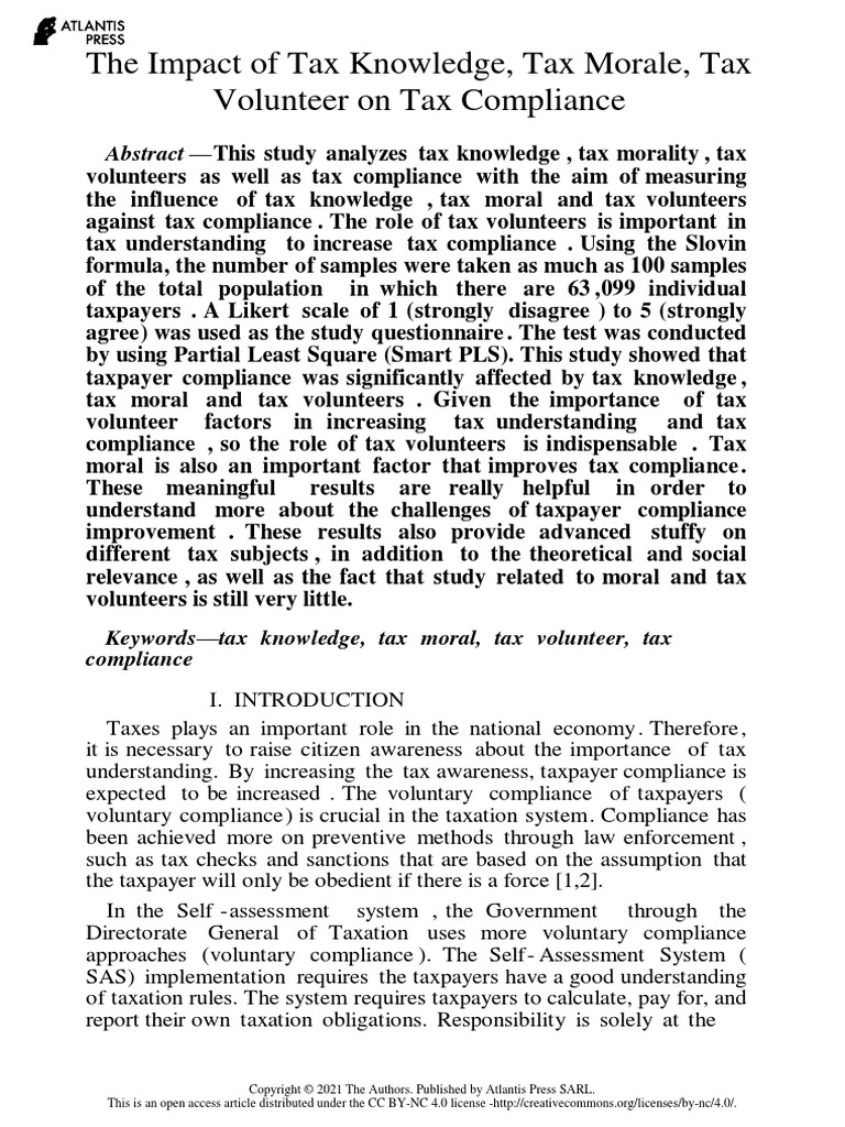 The Impact of Tax Knowledge Tax Morale T | PDF | Taxes | Taxpayer