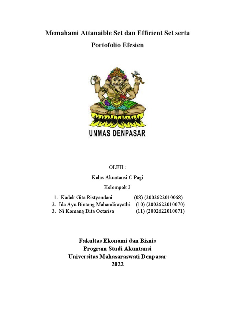 Memahami Konsep Attainable Set, Efficient Set, dan Portofolio Efisien | PDF