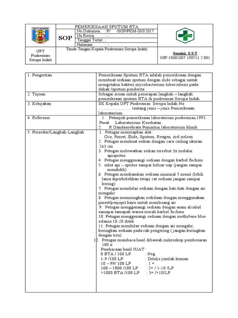 8.1.1.2 Pemeriksaan Sputum Bta | PDF