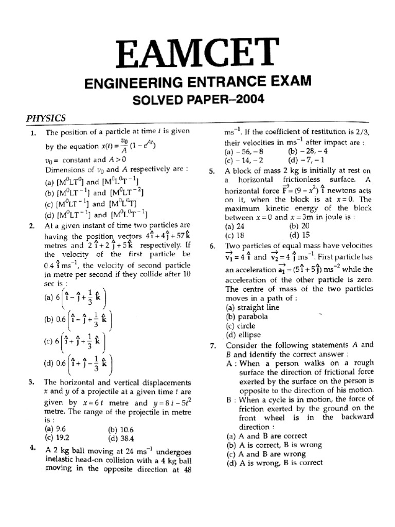 EAMCET Maths Sample Paper 9 | PDF