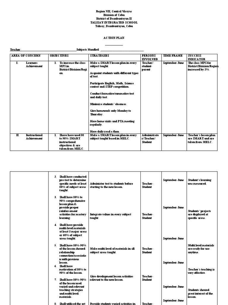Rpms Action Plan | Download Free PDF | Teachers | Lesson Plan