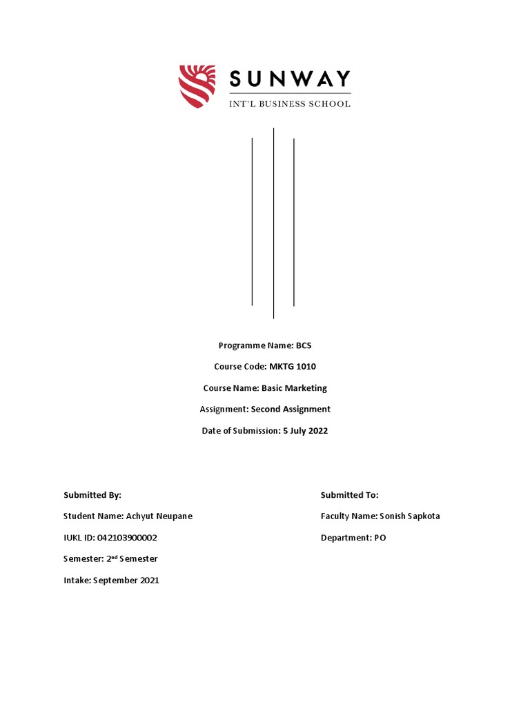 Mktg 1010 Basic Marketing Second Assignment Pdf Market Segmentation