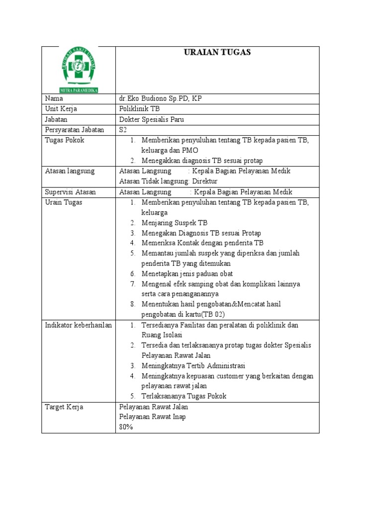 URAIAN TUGAS Tim TB | PDF