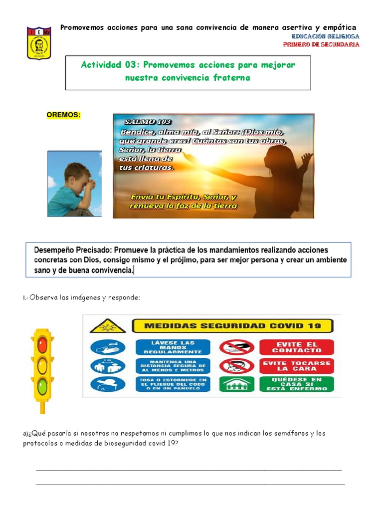Primero Ficha de Actividad 3 Eda2 Del Segundo Bimestre | PDF | Diez Mandamientos | Amor