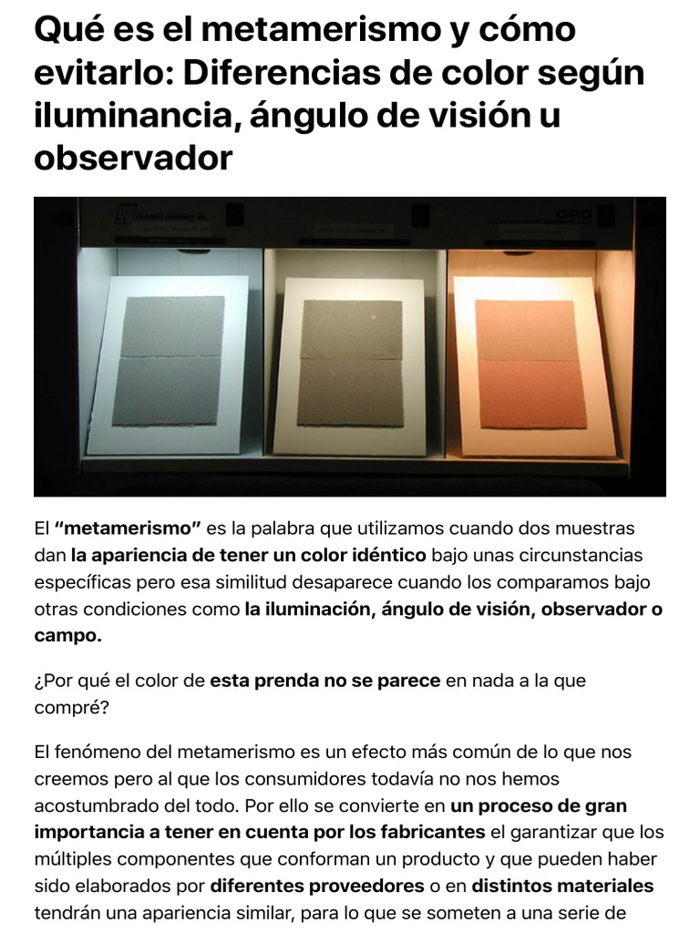 Metamerismo: Definición y Tipos | PDF | Color