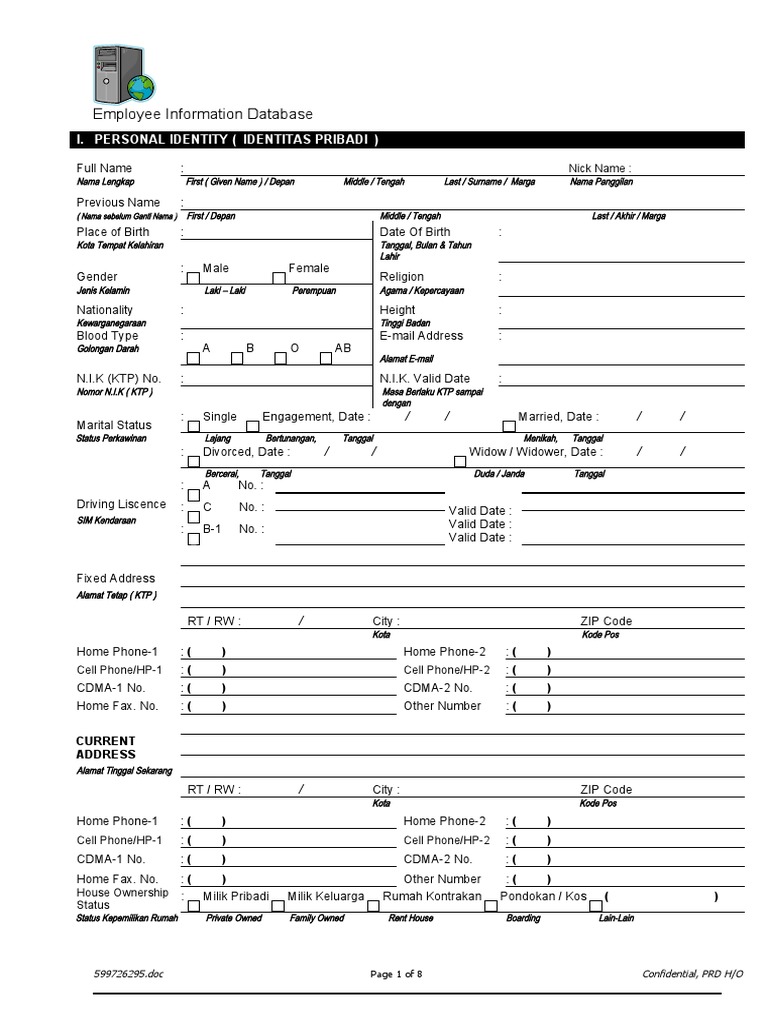 Database Informasi Karyawan Lengkap | PDF