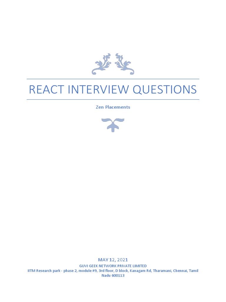 React Interview Questions | PDF | Web Application | Internet & Web