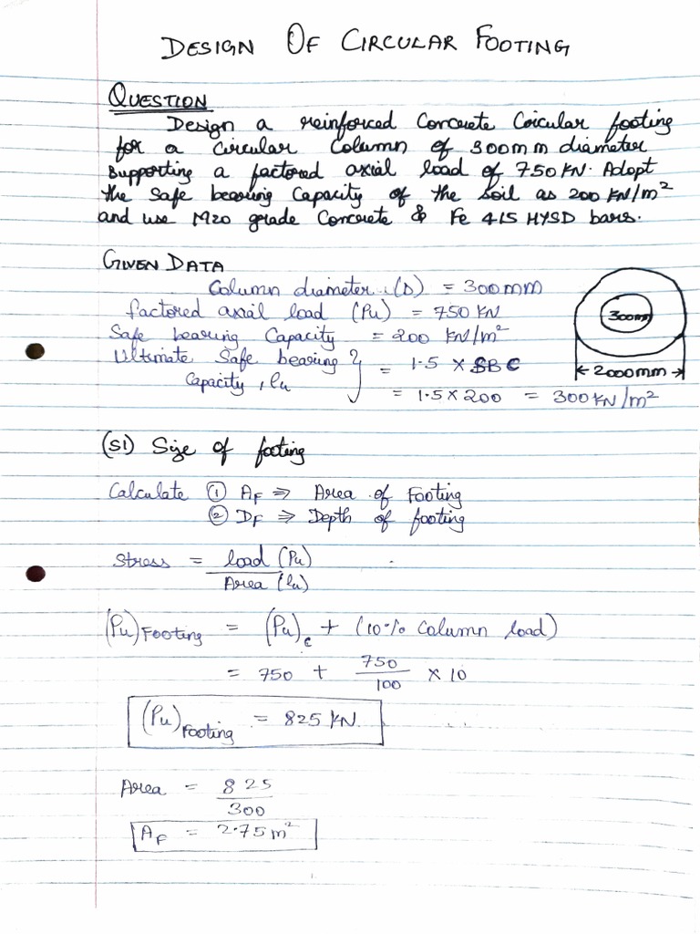 Design of Circular Footing | PDF | Stress (Mechanics) | Shear Stress