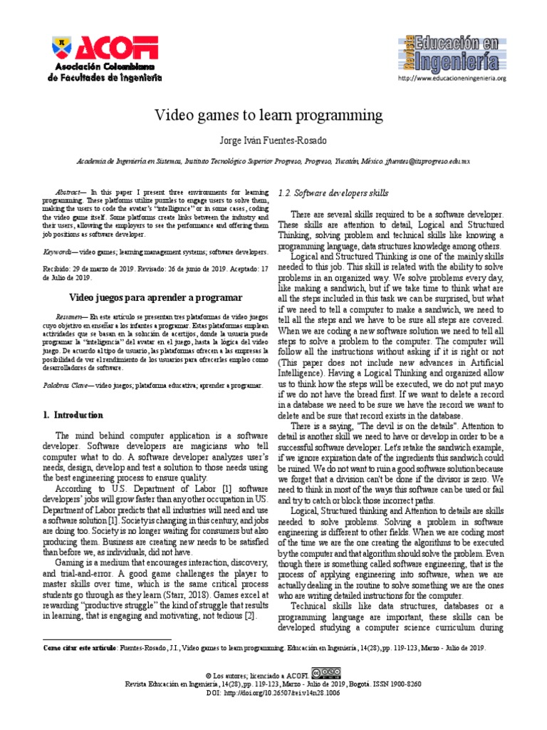 Video Games To Learn Programming: Jorge Iván Fuentes-Rosado | Download ...