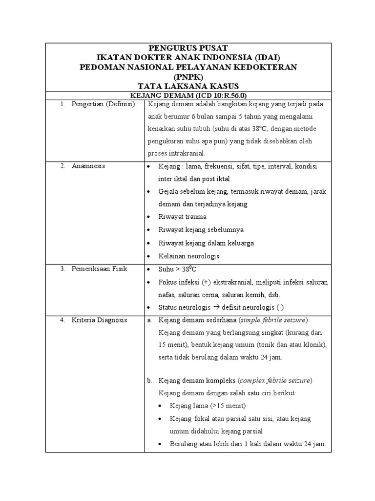 PNPK Kejang Demam | PDF