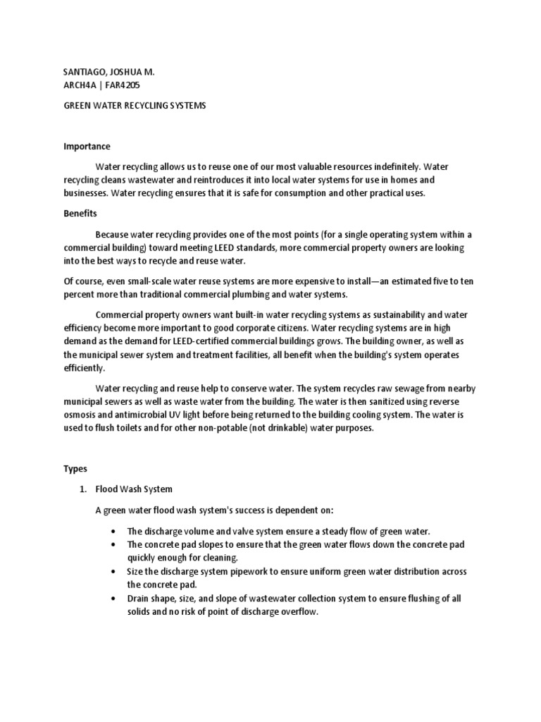 Santiago - Green Water Recycling Systems | PDF | Reclaimed Water | Sewage