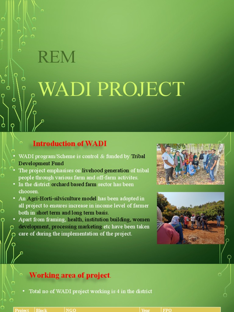 An Overview of the WADI Project for Tribal Livelihood Generation ...