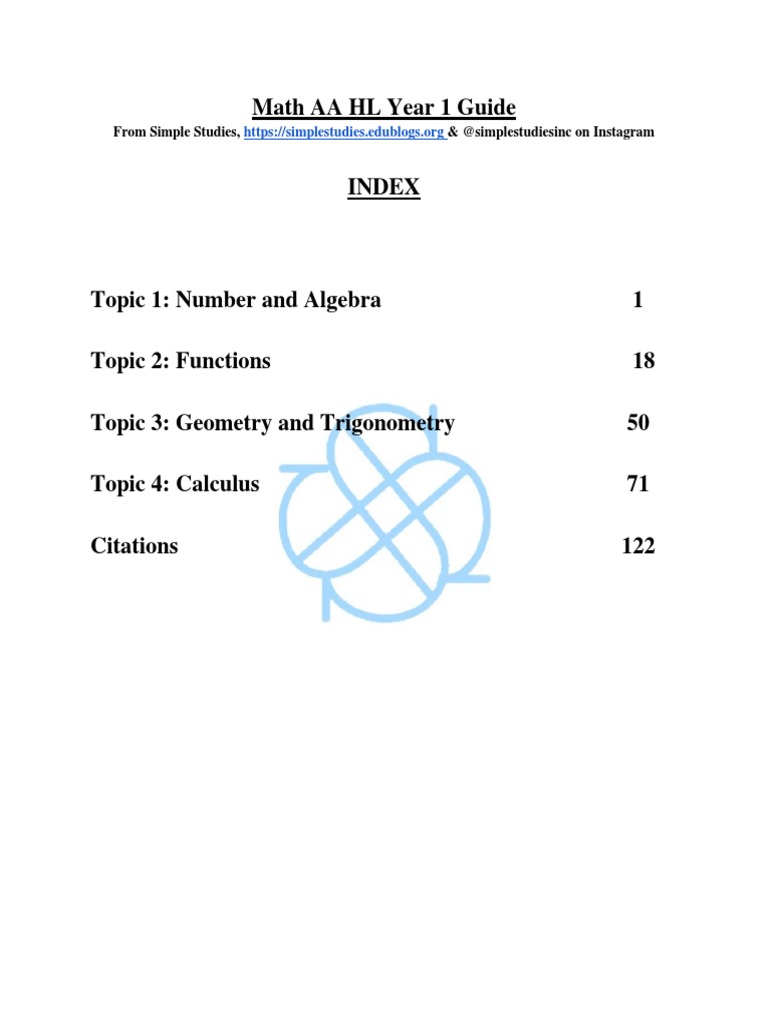 Math AA HL Year 1 Study Guide | PDF | Numbers | Function (Mathematics)