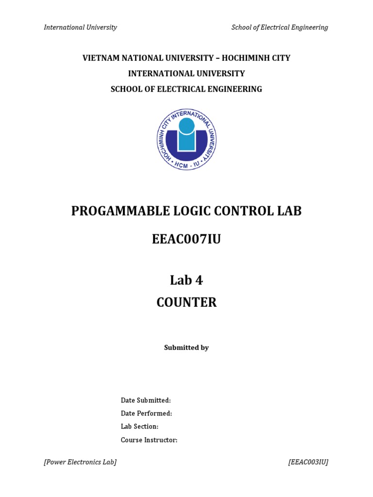 Progammable Logic Control Lab EEAC007IU Lab 4 Counter | PDF ...