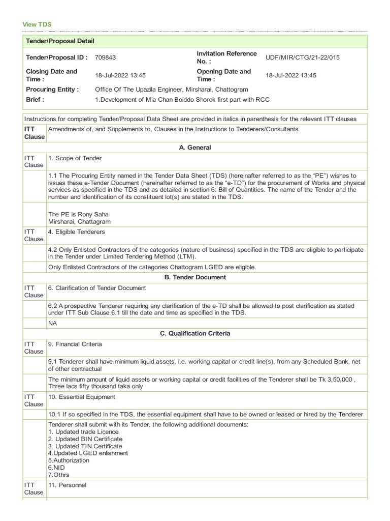 Section2 - E-Tender Data Sheet | PDF | Economies | Business