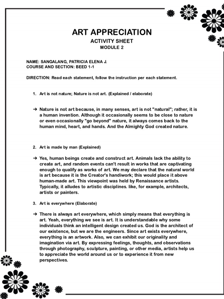 ART APPRECIATION - Module 2 | PDF | Idea | Nature
