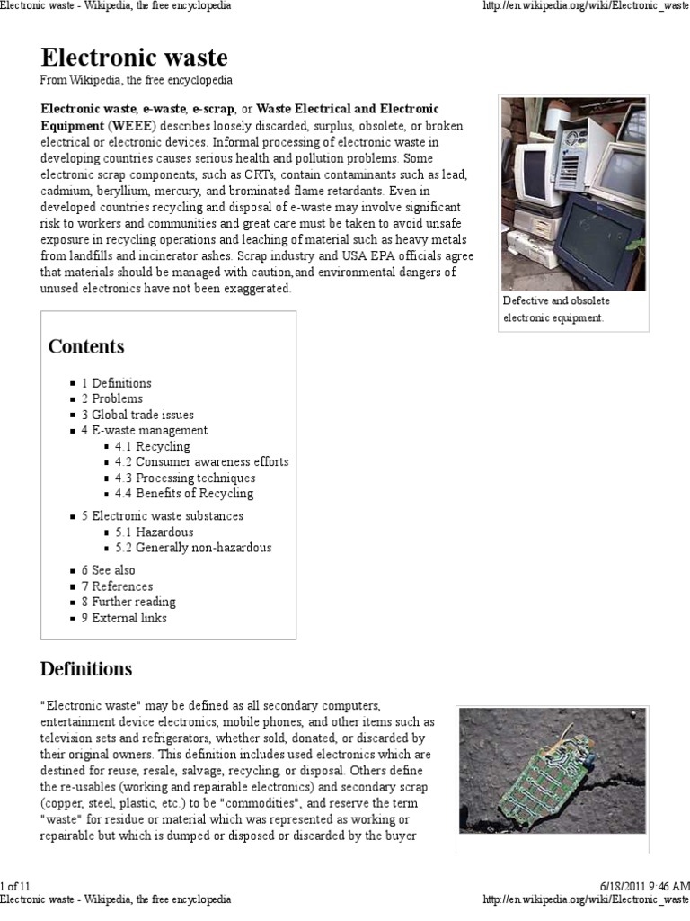 Electronic Waste - Wikipedia, The Free Encyclopedia | PDF | Electronic ...