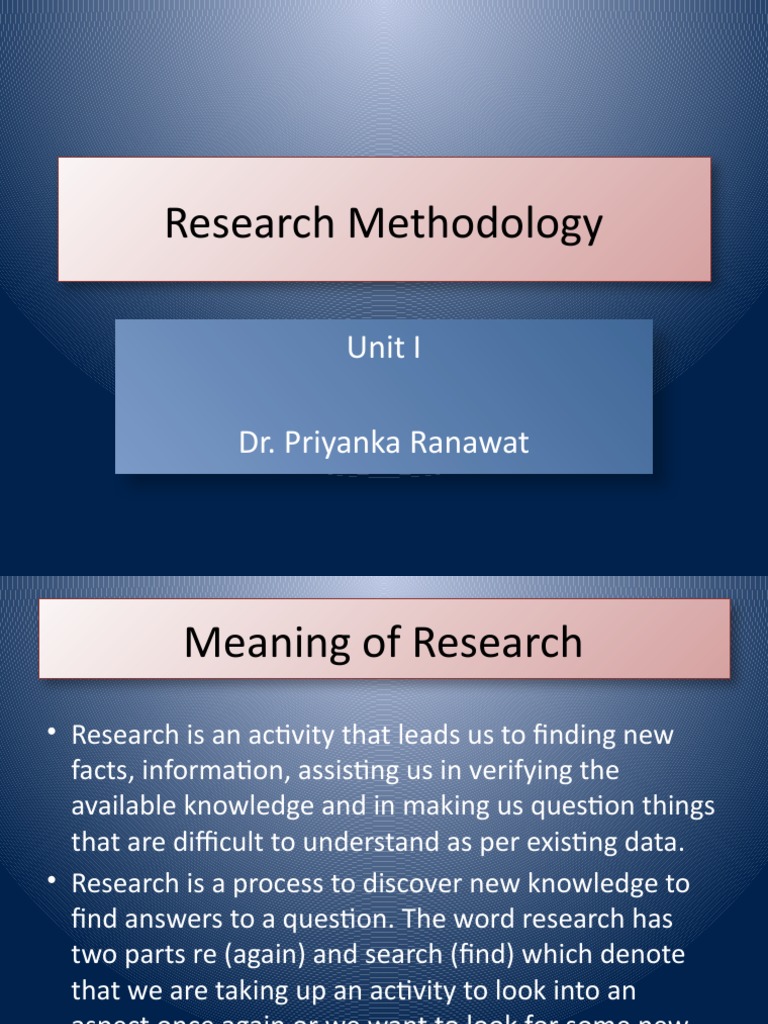 Research Methodology Unit 1 | PDF | Survey Methodology | Quantitative ...