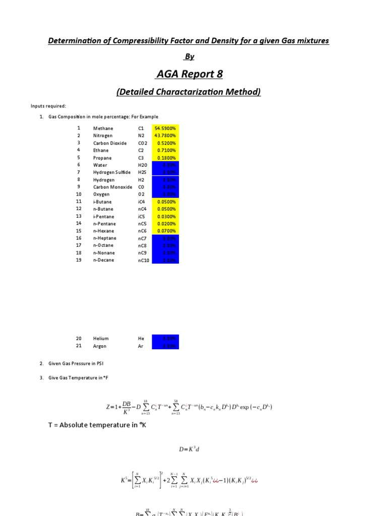 AGA-8 Equations Written by WB | PDF | Gases | Atmosphere