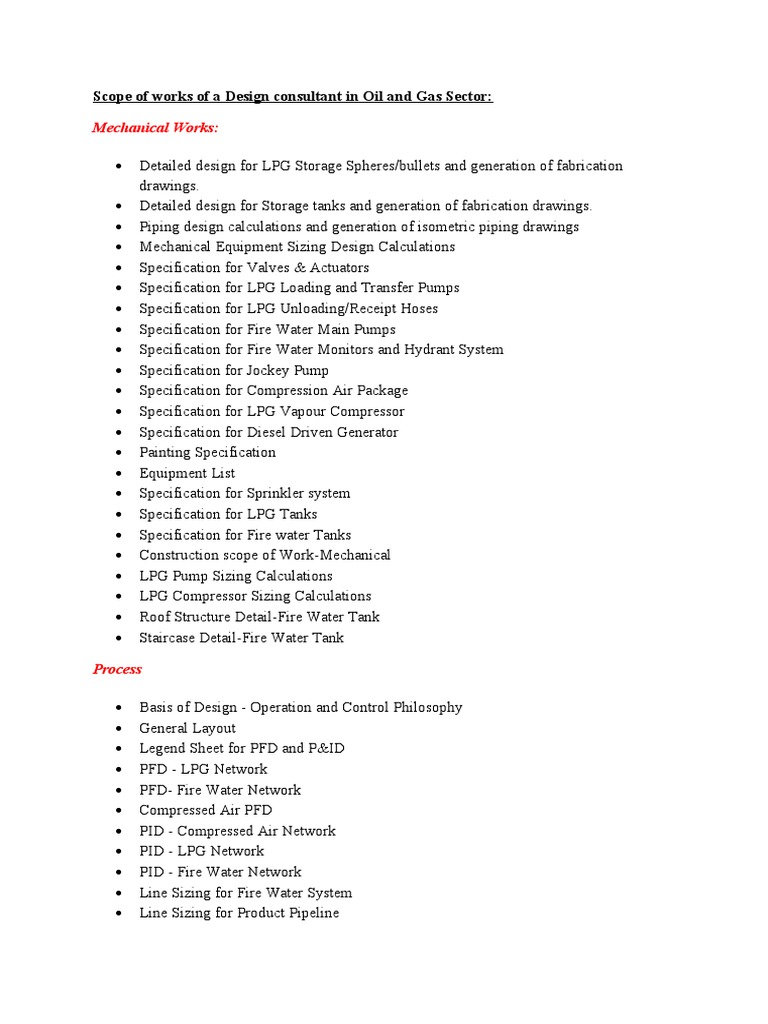 Comprehensive Scope of Work for an Oil and Gas Facility Design ...
