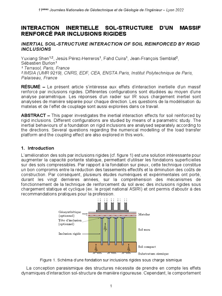 Interaction Sol-Structure avec Inclusions Rigides | PDF | Fondation ...