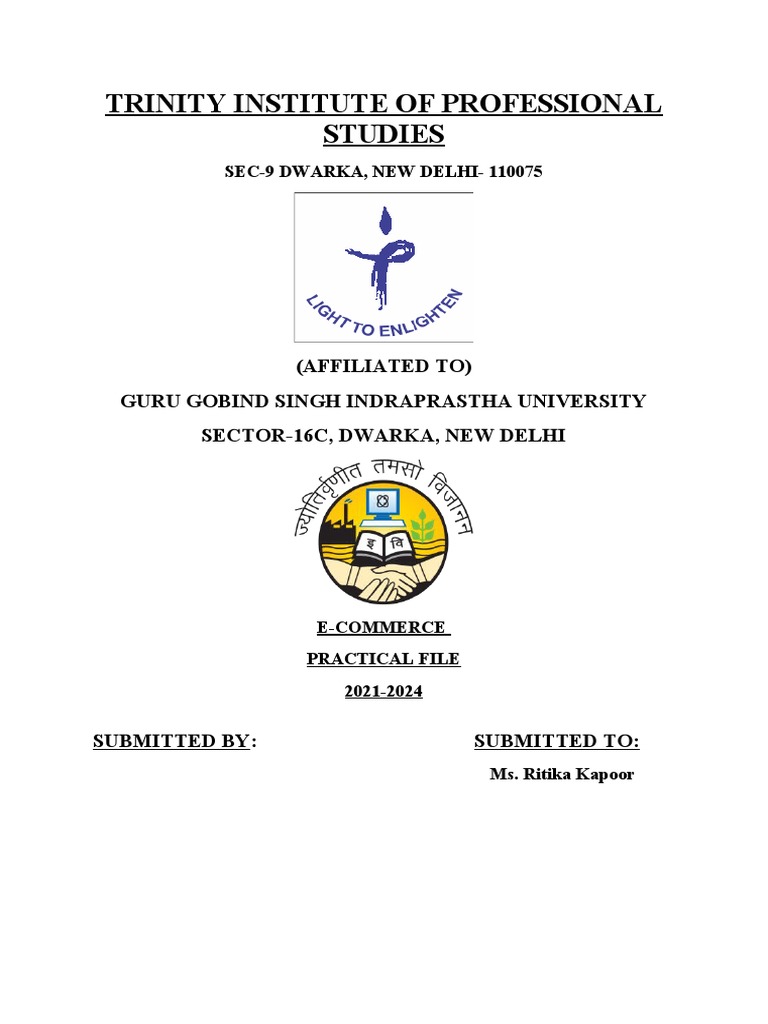 E-Commerce Practical File Trinity Institute 2021-2024 | PDF | Html | Html Element