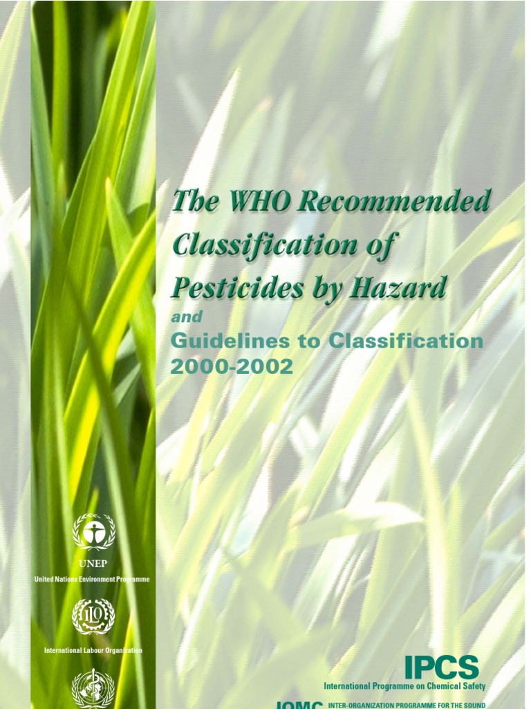 Who Classification of Pesticides by Hazard | Pesticide | Toxicity
