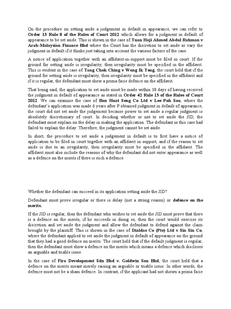 Judgement in Default | PDF | Default Judgment | Judgment (Law)