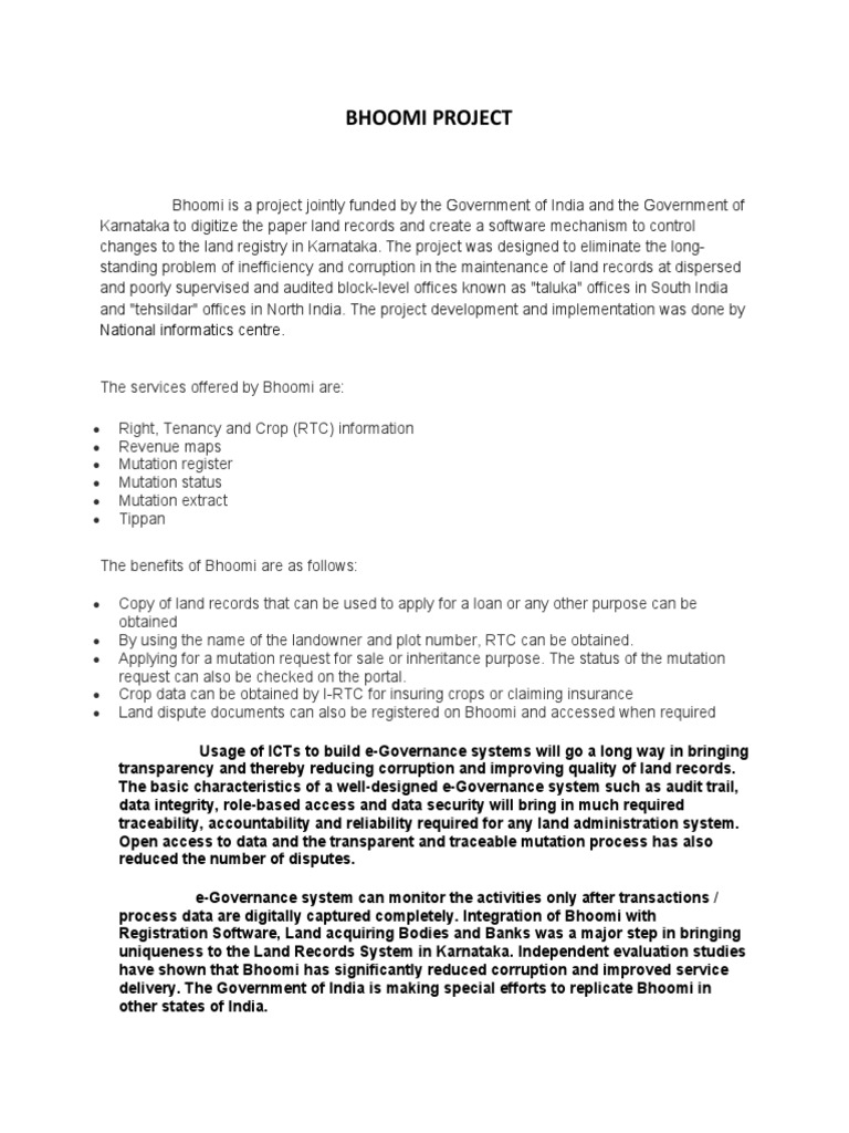 Bhoomi Project: National Informatics Centre | PDF | Information Technology | Databases