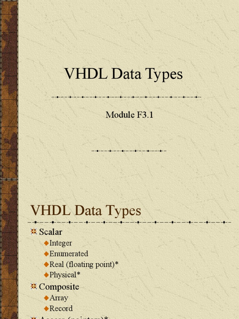 F3.1 VHDL Data Types | PDF | Data Type | Vhdl