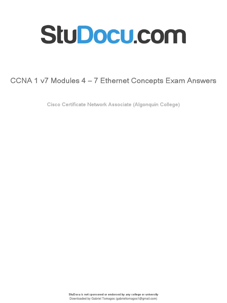Ccna 1 v7 Modules 4 7 Ethernet Concepts Exam Answers | PDF | Ethernet ... Ccna 1 v7 Modules 4 7 Ethernet Concepts Exam Answers | PDF | Ethernet ...