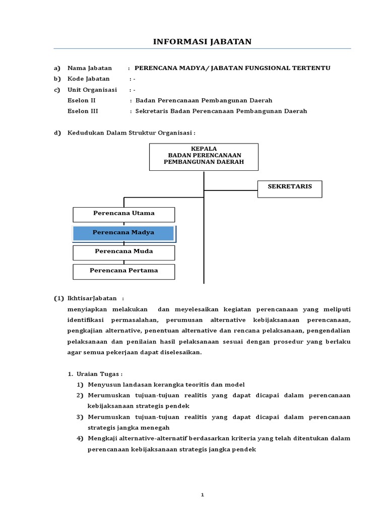 Tugas dan Tanggung Jawab Perencana Madya | PDF