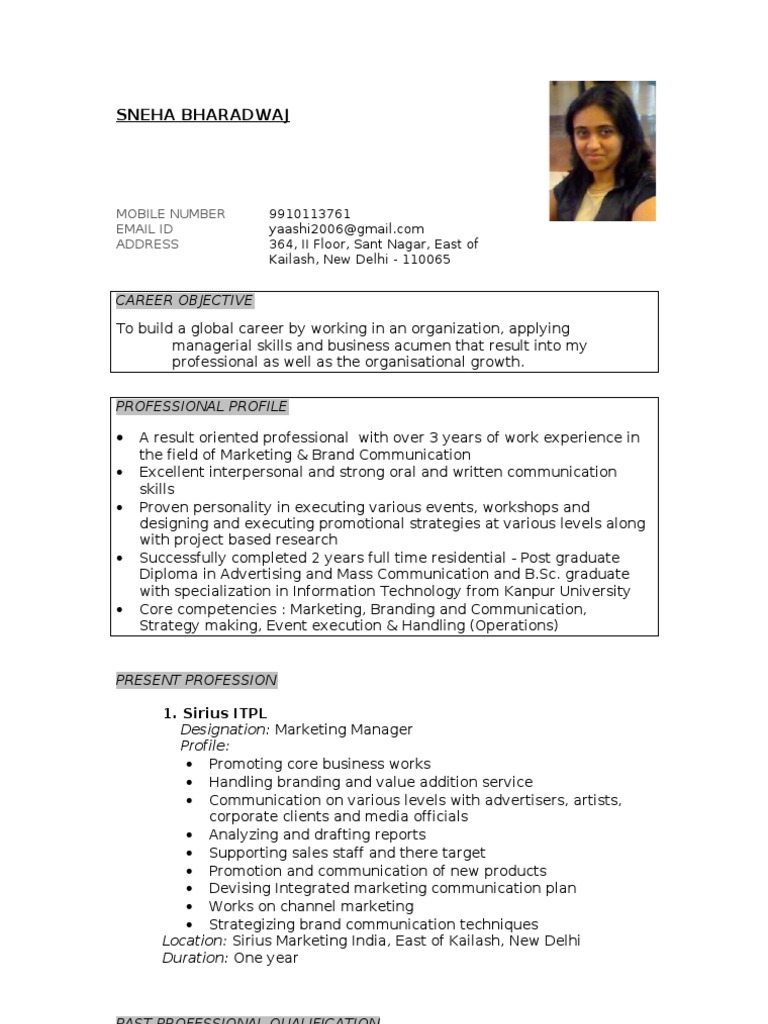 Resume Sneha | PDF | Brand | Marketing