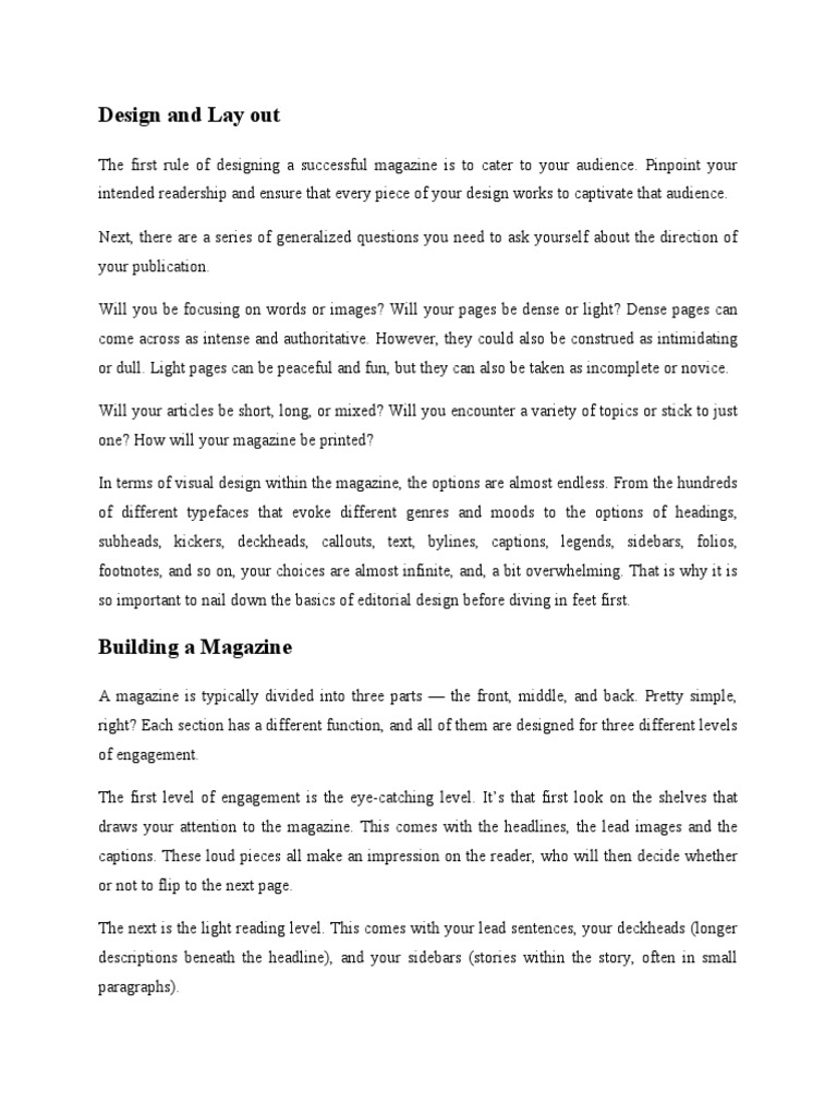 Elements of Magazine Designing | PDF | Page Layout | Graphic Design