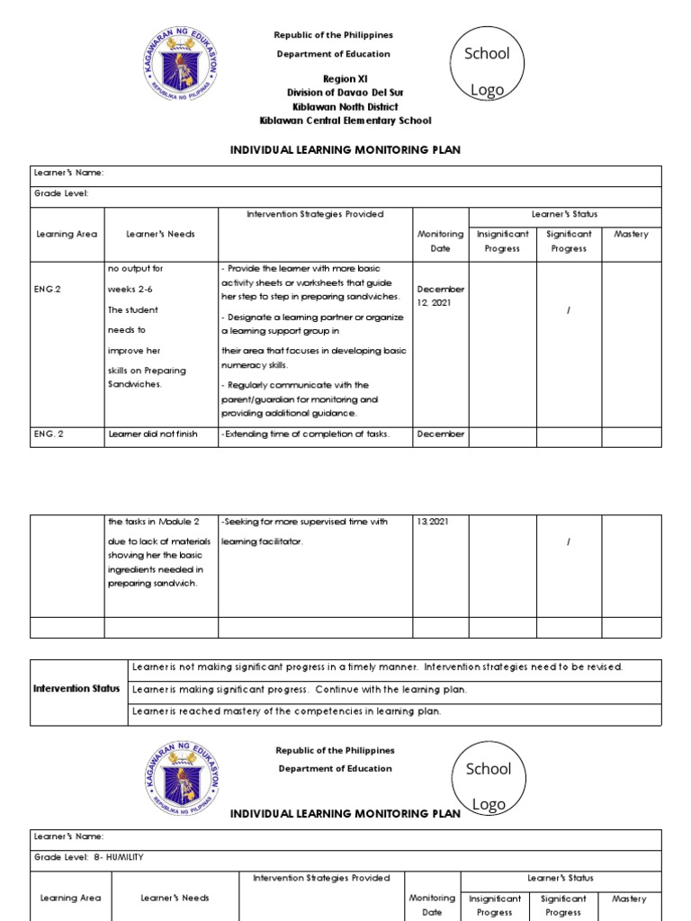 INDIVIDUAL-LEARNING-MONITORING-PLAN-2021 | PDF | Learning | Worksheet