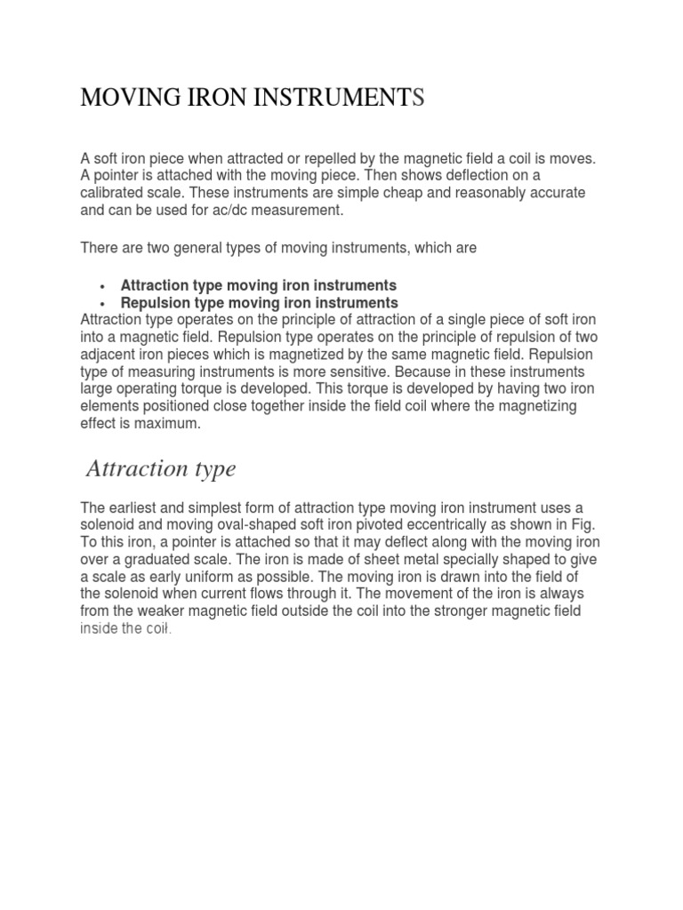 MOVING IRON INSTRUMENTS-notes | PDF | Inductance | Inductor