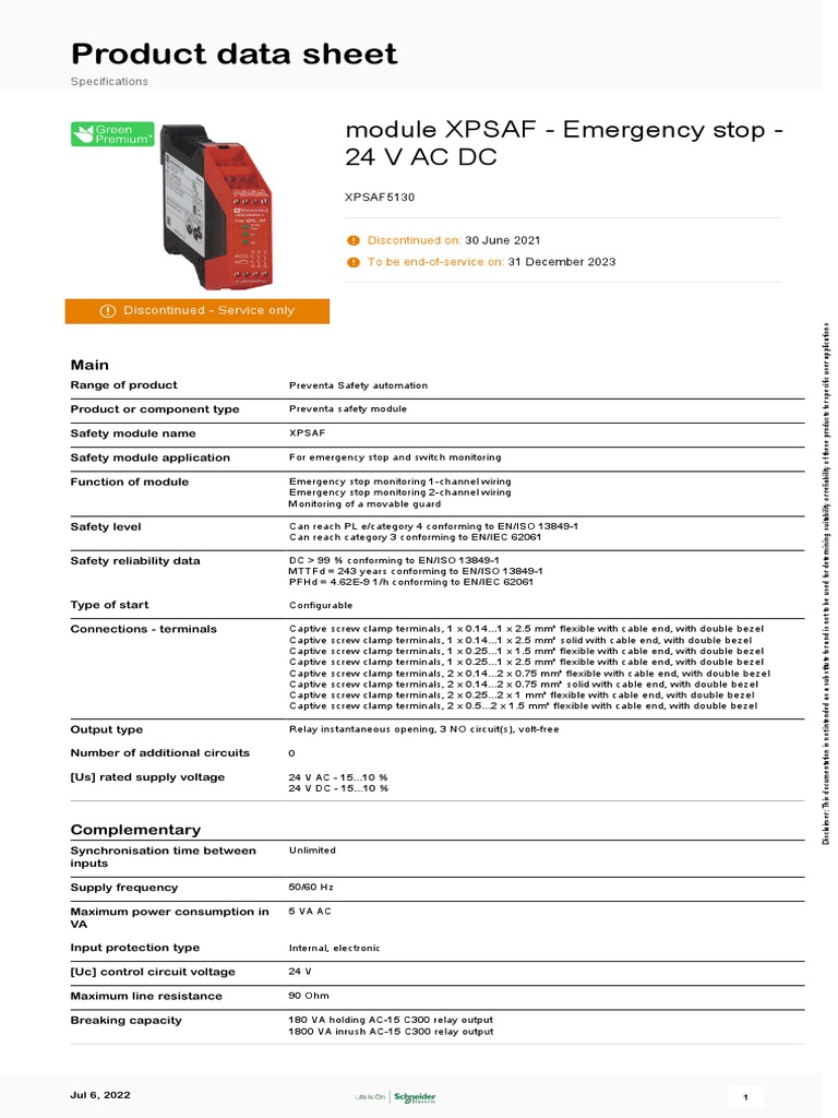Preventa Xps - Xpsaf5130 | PDF | Relay | Voltage