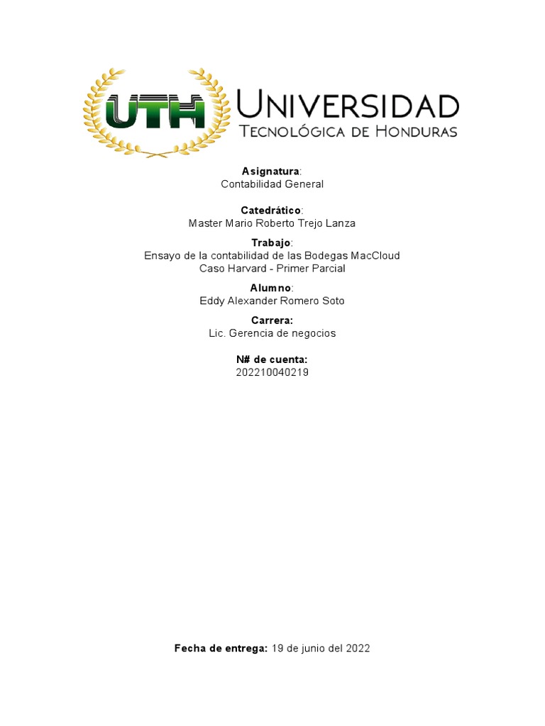 Contabilidad Bodegas MacCloud: Análisis | PDF | Vino | Business