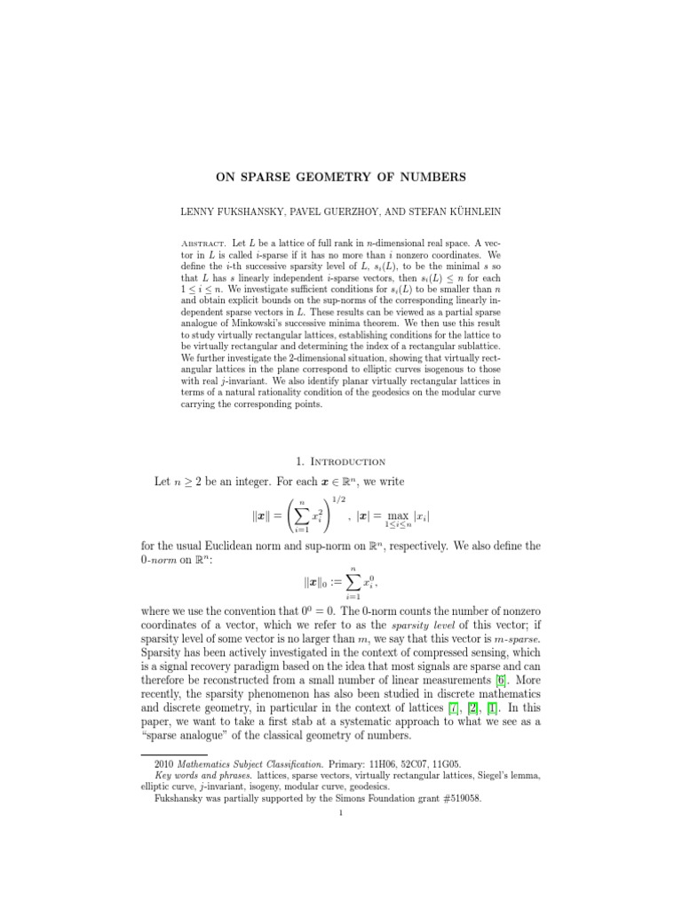 Sparse Geometry | PDF | Basis (Linear Algebra) | Matrix (Mathematics)