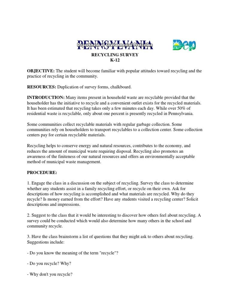 Recycling Survey | PDF | Recycling | Waste