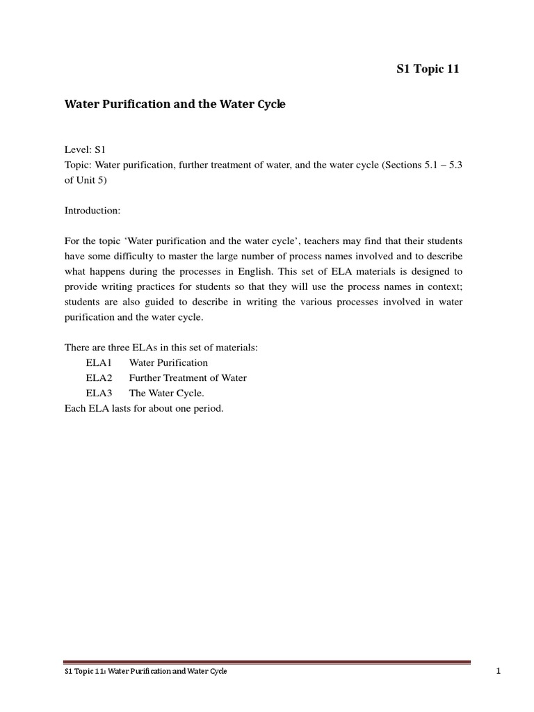 s1 Topic 11 Water Purification & The Water Cycle | PDF | Water | Water ...