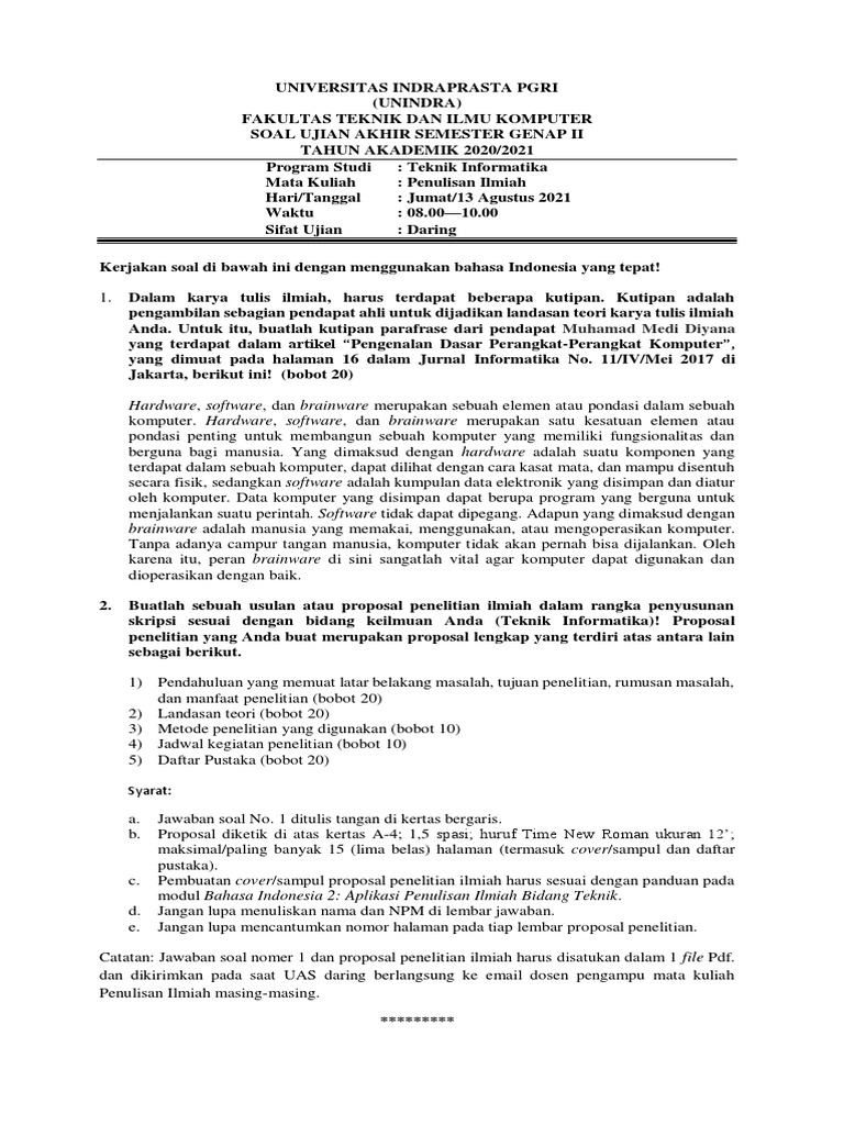 Soal Uap - Pi - 2021 | PDF