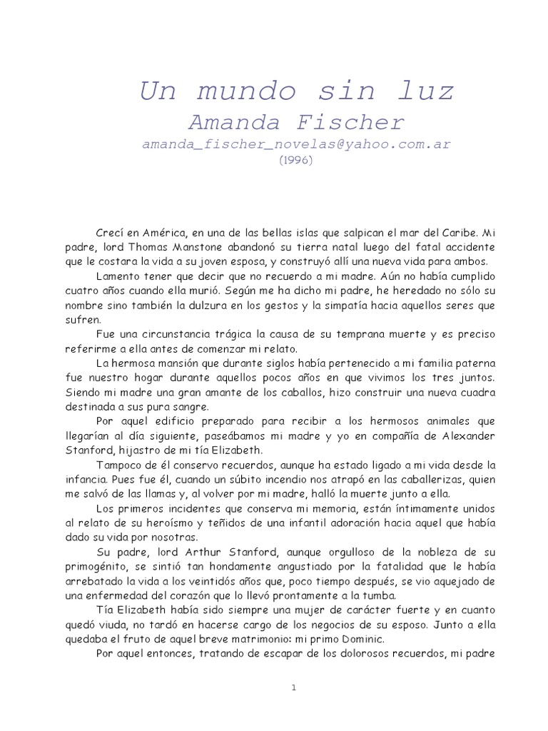 Fischer Amanda - Un Mundo Sin Luz | PDF | Amor | Verdad