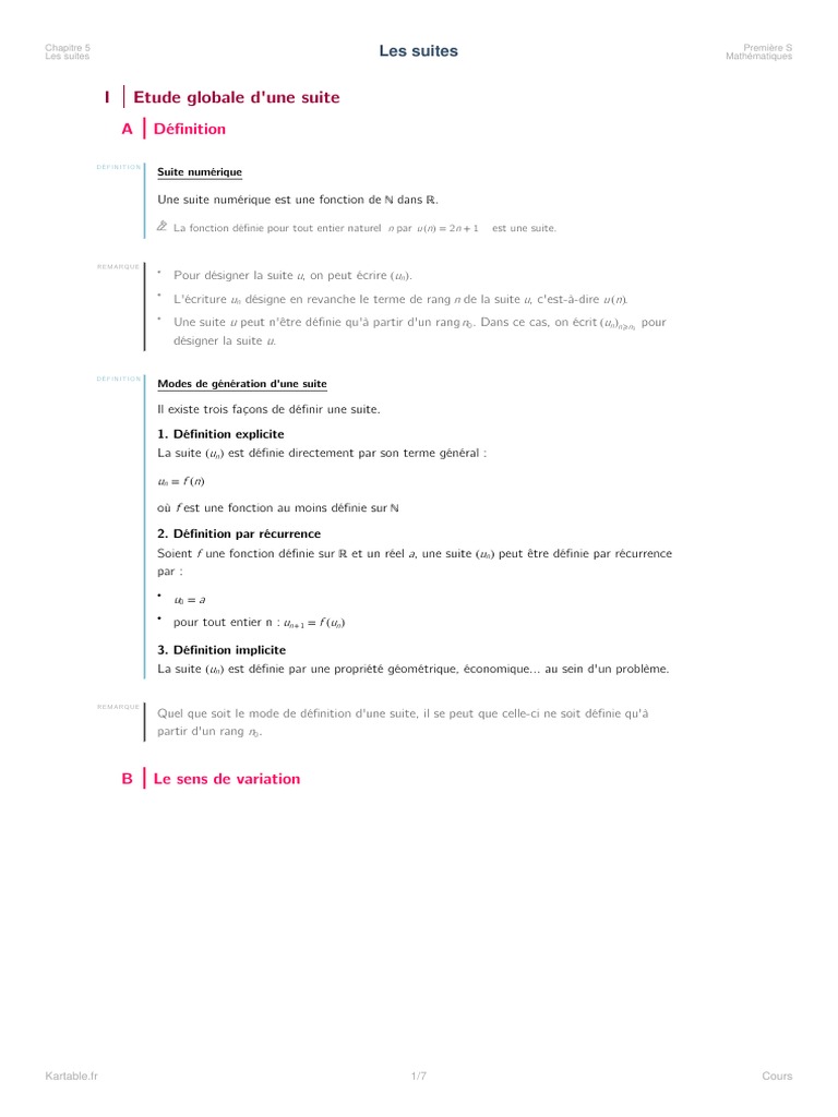 Comprendre les suites numériques en maths | PDF | Séquence | Fonction ...