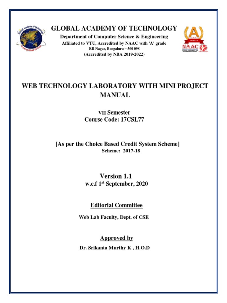 Global Academy of Technology: Semester Course Code: 17CSL77 | PDF ...