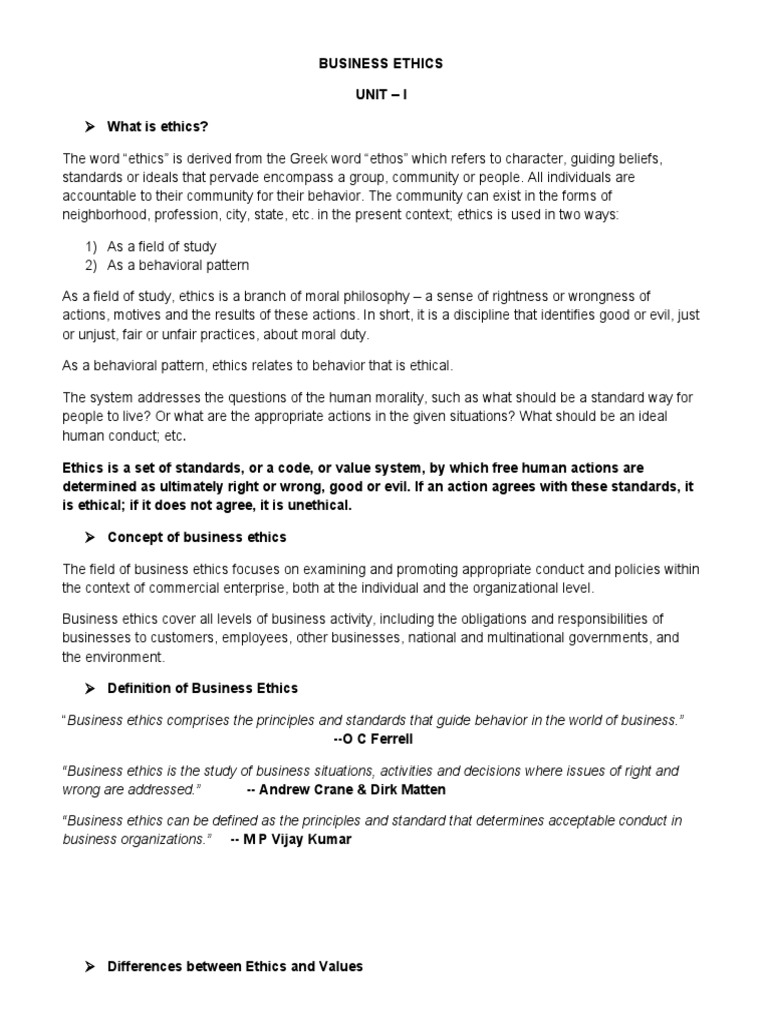 Business Ethics Notes 1-5 | PDF | Business Ethics | Organizational Culture