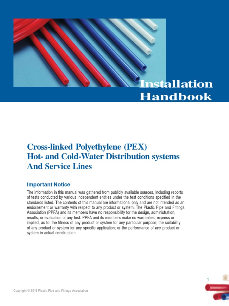 Installation Handbook: Cross-Linked Polyethylene (PEX) Hot-And Cold ...