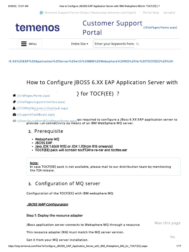 How To Configure JBOSS 6.XX EAP Application Server With IBM Websphere MQ For TOCF (EE) | PDF
