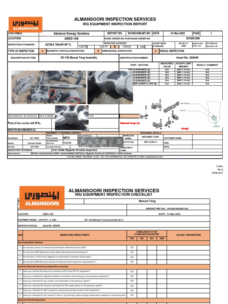 Manual Tong Cat. IV | PDF | Nondestructive Testing | Wear