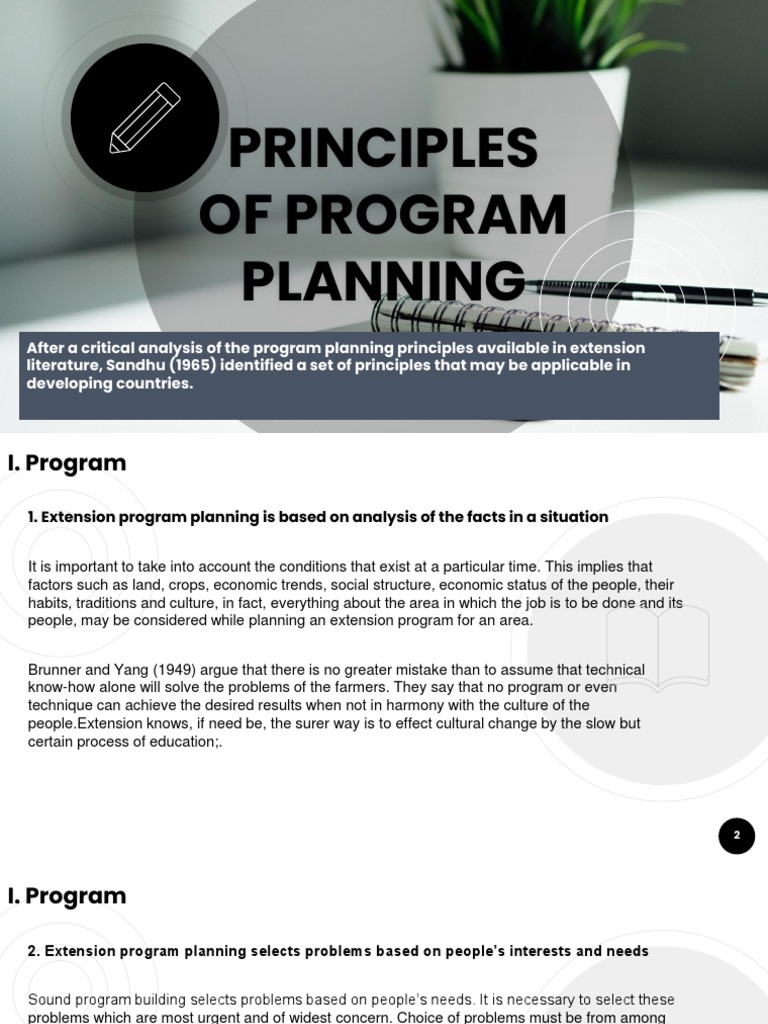 Principles of Extension Program Planning | PDF | Evaluation | Experience